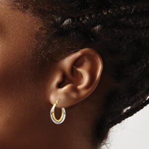 10K Two Tone Gold Twisted Hoop Earrings