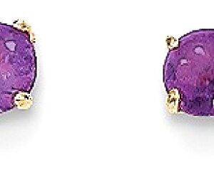 14K Yellow Gold Round Purple Amethyst 3mm Studs Gemstone Earrings February Birthstone Jewelry