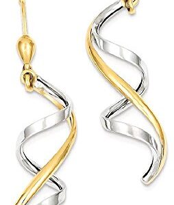 14K Two Tone Gold Spiral Drop Dangle Earrings