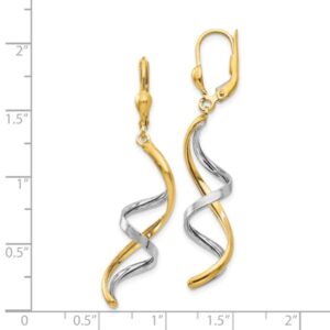 14K Two Tone Gold Spiral Drop Dangle Earrings