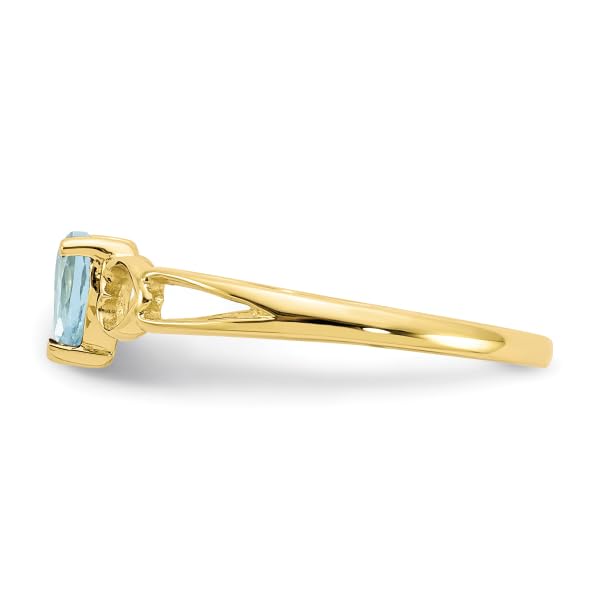 IceCarats 10K Yellow Gold Blue Aquamarine Heart Love Ring Gemstone Band March Birthstone Jewelry Size 7