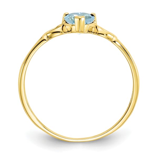 IceCarats 10K Yellow Gold Blue Aquamarine Heart Love Ring Gemstone Band March Birthstone Jewelry Size 7