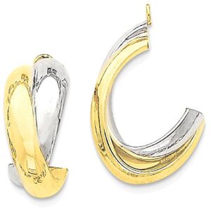 14K Two Tone Gold Double J Hoop Earring Jackets for Studs