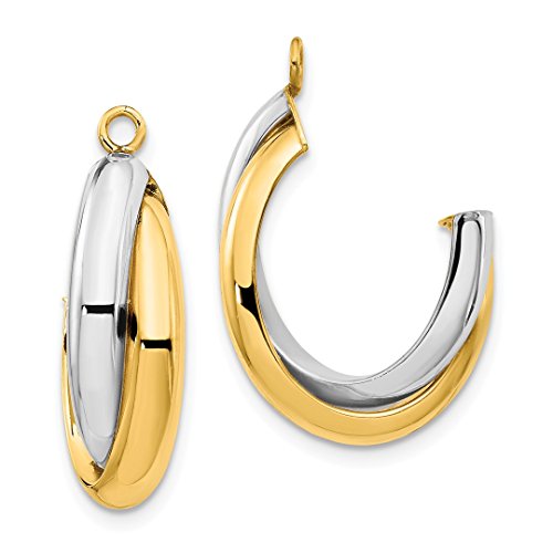 14K Two Tone Gold Double J Hoop Earring Jackets for Studs