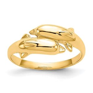 icecarats 14k yellow gold sea dolphin ocean fish beach nautical ring size 6