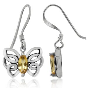 silvershake natural citrine 925 sterling silver butterfly dangle hook earrings