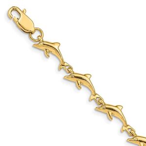 icecarats 14k yellow gold sea dolphin ocean fish beach nautical chain charm bracelet