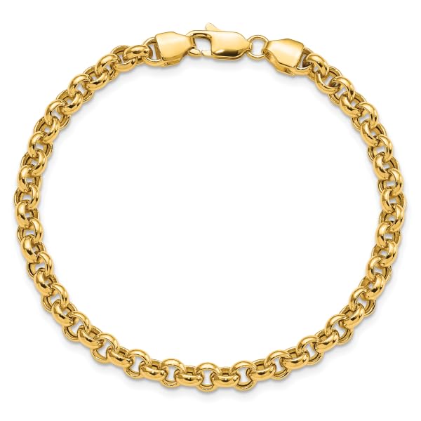 IceCarats 14K Yellow Gold 5mm Cable Link Chain Bracelet 7.5 inch