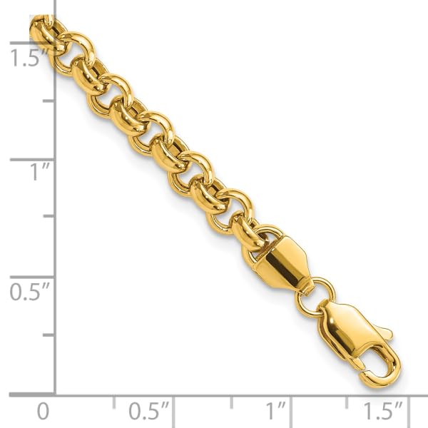 IceCarats 14K Yellow Gold 5mm Cable Link Chain Bracelet 7.5 inch