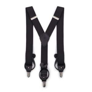 tommy hilfiger mens 32mm with convertible clip, button and strap apparel suspenders, black, one size us