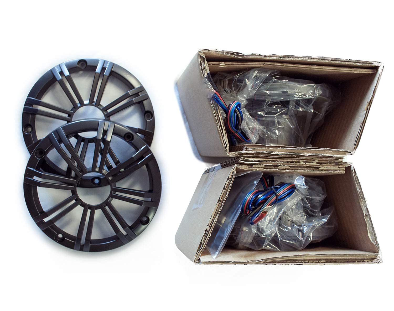 Kicker OEM Replacement Charcoal 6.5" 4-Ohm Coaxial Marine Speakers (Pair)