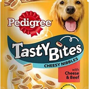 Pedigree Tasty Bites Dog Treats Cheesy Nibbles with Cheese & Beef 140g