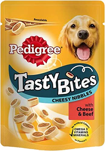 Pedigree Tasty Bites Dog Treats Cheesy Nibbles with Cheese & Beef 140g