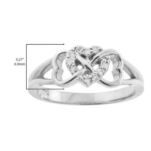 Claddagh Gold .925 Sterling Silver Cubic Zirconia Triple Heart Infinity Celtic Knot Band Engagement Ring - Size 9-1/2