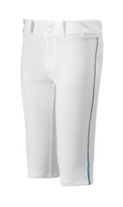 mizuno boys youth premier short piped pant xl white-navy, white/navy, x-large us