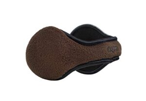 180s degrees winter ear warmers | behind-the-head adjustable & foldable earmuffs (brown fleece)