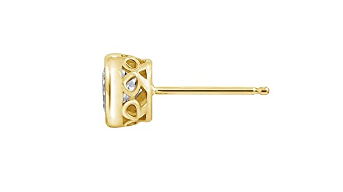 Amazon Essentials Yellow Gold Plated Sterling Silver Bezel Stud Earrings set with Infinite Elements Cubic Zirconia (2 cttw) (previously Amazon Collection)