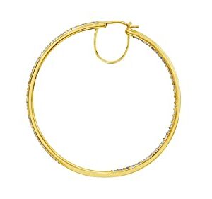 Amazon Essentials Yellow-Gold-Plated Sterling Silver Paved Infinite Elements Cubic Zirconia 2-Inch round Hoop Earrings (7 cttw), (previously Amazon Collection)