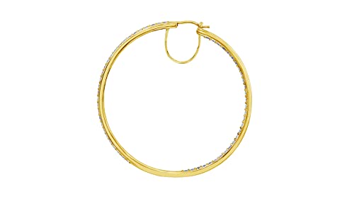 Amazon Essentials Yellow-Gold-Plated Sterling Silver Paved Infinite Elements Cubic Zirconia 2-Inch round Hoop Earrings (7 cttw), (previously Amazon Collection)