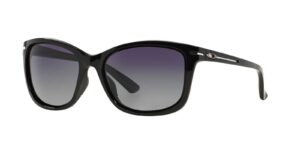 oakley women's oo9232 drop rectangular sunglasses, polished black/grey gradient polarized, 58 mm