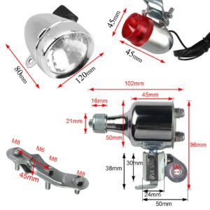 AXITRON Bicycle Motorized Bike Friction Generator Dynamo Head Tail Light Kit 12V 6W