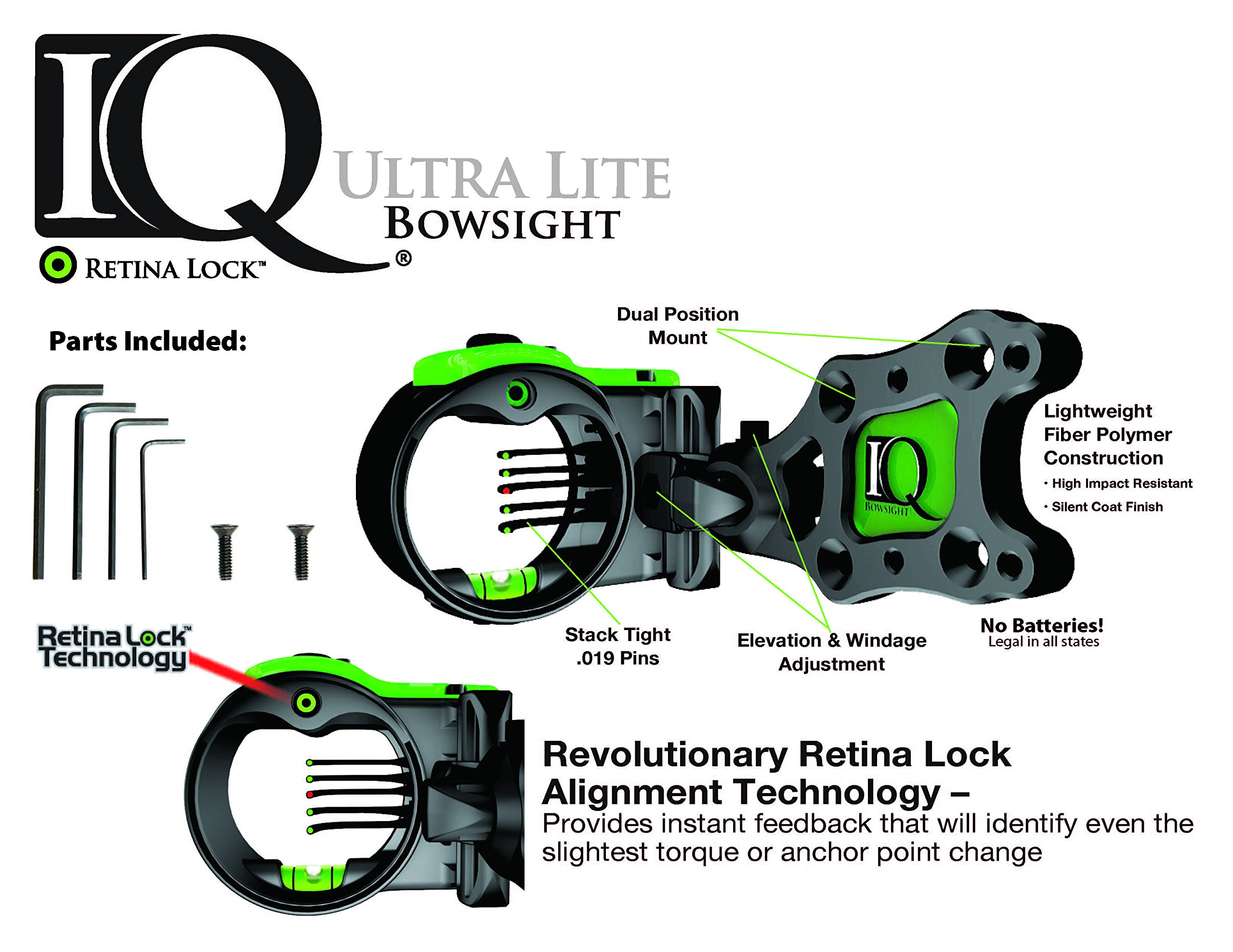 IQ Ultralite 3 Pin Bow Sight, Left Hand