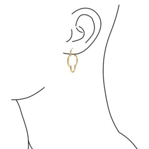 Clover Flower Shaped Thin Tube Endless Hoop Earrings For Women Polished 14K Gold Plated .925 Sterling Silver 1.5 In