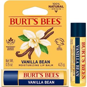 Burt's Bees Vanilla Bean Lip Balm, Lip Moisturizer With Responsibly Sourced Beeswax, Tint-Free, Natural Conditioning Lip Treatment, 1 Tube, 0.15 oz.