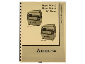 delta 24" model rc-63d, rc-63n wood planer instruction & parts manual