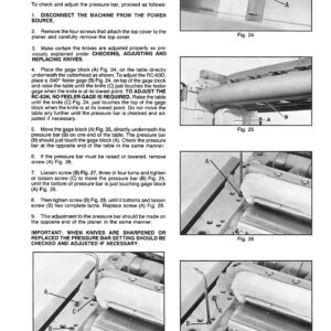 Delta 24" Model RC-63D, RC-63N Wood Planer Instruction & Parts Manual