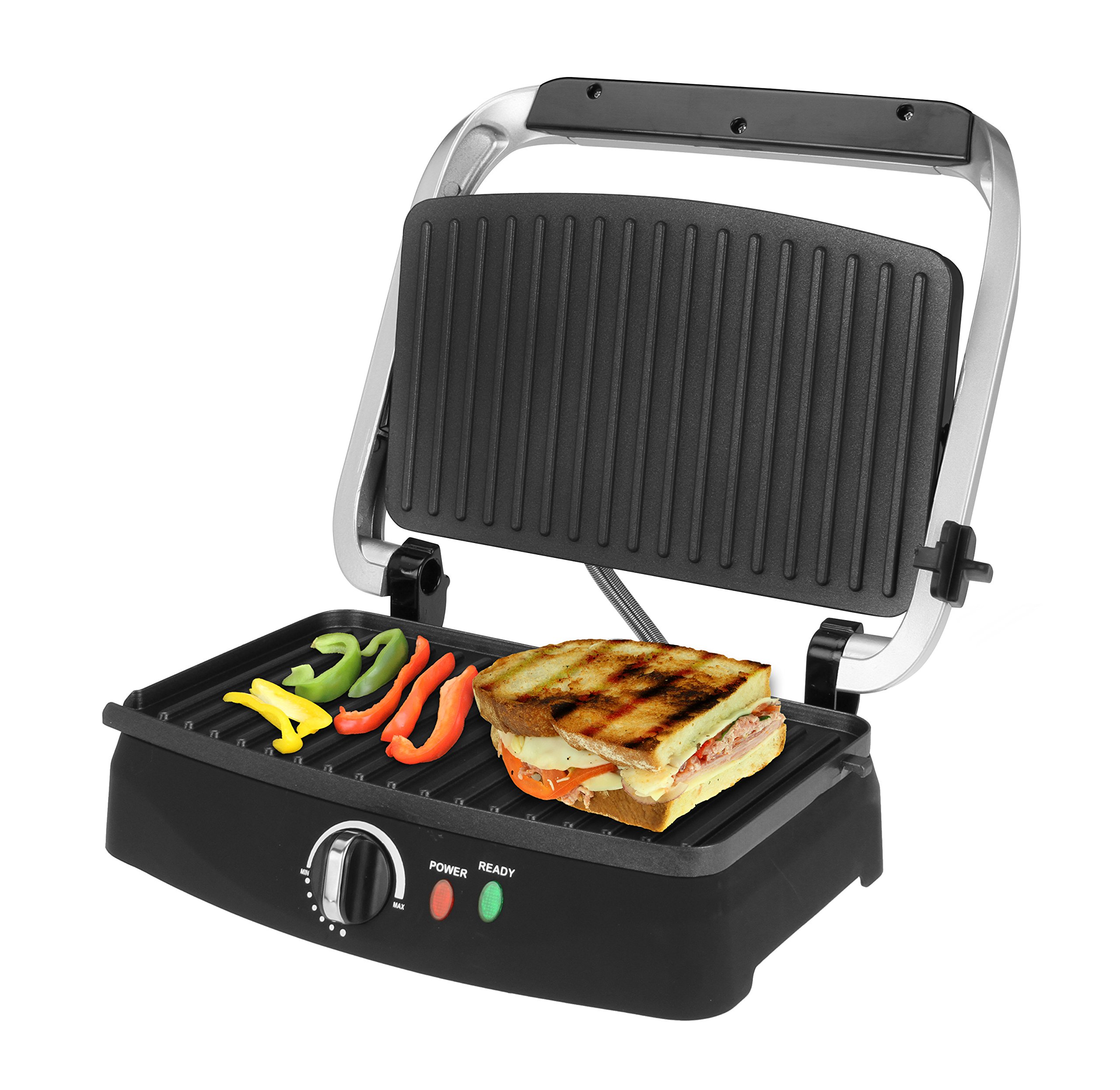 Kalorik SWP 39888 SS Kalorik Stainless Steel 2-Slice Panini Grill, Black