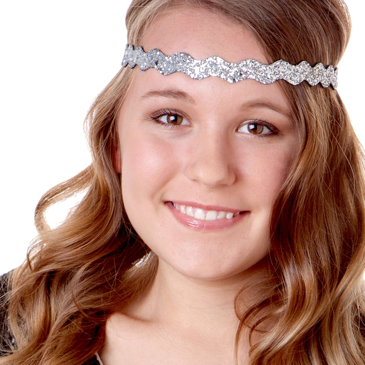 Hipsy Women's Adjustable NO SLIP Bling Glitter Headband Mixed 3pk (Silver)