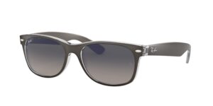 ray-ban rb2132 new wayfarer square sunglasses, gunmetal on transparent/light grey gradient dark grey, 55 mm