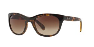 ray-ban women's rb4216 square sunglasses, light havana/brown gradient, 56 mm