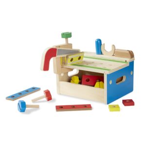 melissa & doug hammer and saw tool bench - wooden building set (32 pcs)