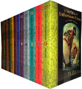 a series of unfortunate events lemony snicket 13 books collection pack set (includes the bad beginning, the reptile room, the wide window, the miserable mill, the austere academy, the grim grotto, the penultimate peril, the end)