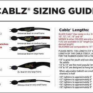 Cablz Zipz Adjustable Eyewear Retainer | Adjustable, Lightweight, Low Profile, Off-The-Neck Eyewear Retainer Strap | Black | 18" w/Regular Tip