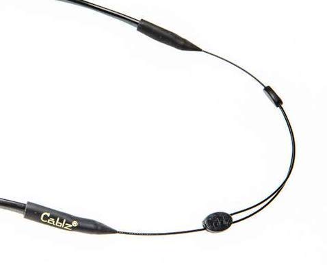 Cablz Zipz Adjustable Eyewear Retainer | Adjustable, Lightweight, Low Profile, Off-The-Neck Eyewear Retainer Strap | Black | 18" w/Regular Tip