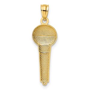 14k Yellow Gold And Rhodium Microphone Charm Pendant