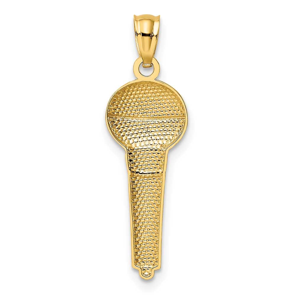 14k Yellow Gold And Rhodium Microphone Charm Pendant