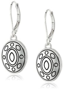 napier global beat silvertone leverback drop earrings