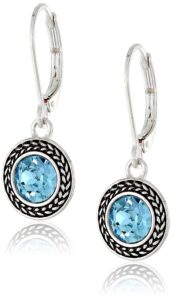 napier women's color declaration, silver tone aqua crystal glass leverback drop earrings