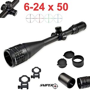 Hunting Rifle Scope R/G/B Illuminated Riflescope, Adjustable Objective (LT6-24X50)