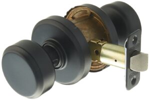 schlage f10-bwe-gsn bowery passage door knob with decorative greyson rose from t, matte black