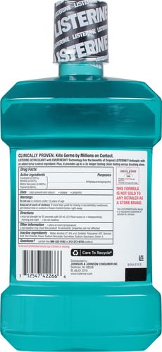 Listerine Ultraclean Oral Care Antiseptic Mouthwash, Everfresh Technology to Help Fight Bad Breath, Gingivitis, Plaque & Tartar, ADA-Accepted Tartar Control Oral Rinse, Cool Mint, 1.5 L