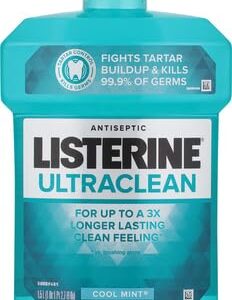 Listerine Ultraclean Oral Care Antiseptic Mouthwash, Everfresh Technology to Help Fight Bad Breath, Gingivitis, Plaque & Tartar, ADA-Accepted Tartar Control Oral Rinse, Cool Mint, 1.5 L