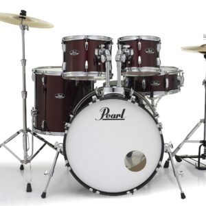 Pearl Roadshow Drum Set 5-Piece Complete Kit with Cymbals and Stands, Wine Red (RS525SC/C91)