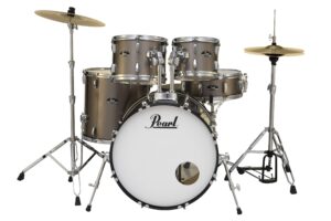 pearl roadshow drum set 5-piece complete kit with cymbals and stands, bronze metallic (rs525sc/c707)