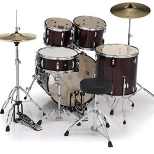 Pearl Roadshow Drum Set 5-Piece Complete Kit with Cymbals and Stands, Wine Red (RS525SC/C91)