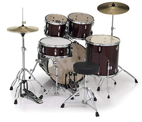 Pearl Roadshow Drum Set 5-Piece Complete Kit with Cymbals and Stands, Wine Red (RS525SC/C91)